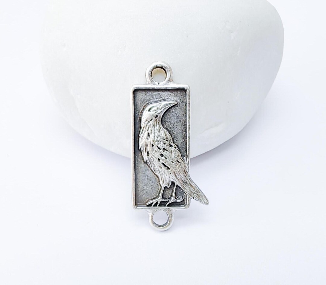 Raven Charm Pendant Connector, Gothic Boho Charm, Nature Earring Charm ...