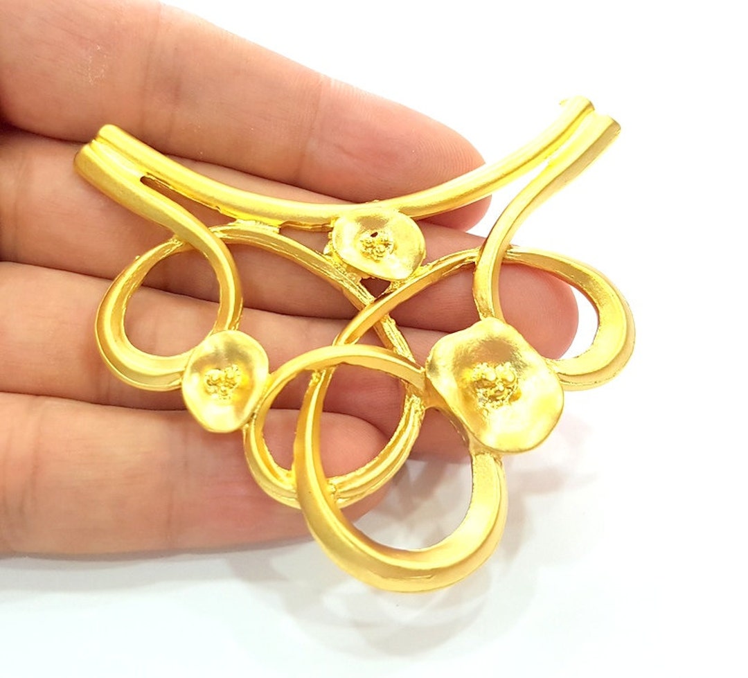 Gold Pendant Gold Plated Flower Pendants 76x50mm G6218 - Etsy