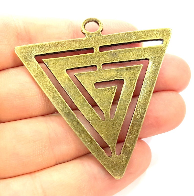 Triangle Pendant Antique Bronze Tone 60mm G6347 - Etsy