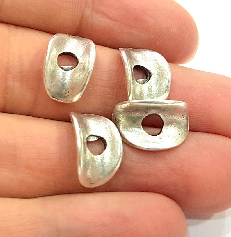 10 Pcs Antique Silver Plated Round Connector Charms 15x10mm | Etsy