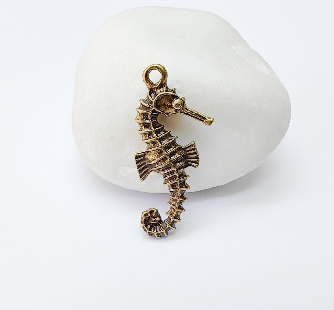 Seahorse Charm, Bronze Ocean Pendant, Beach Jewelry Supply, Nautical ...
