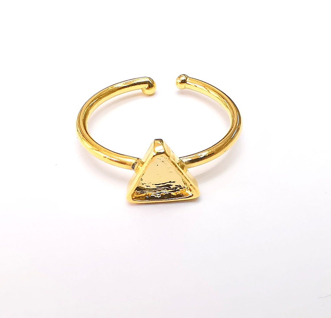 Gold Ring Setting, Cabochon Blank, Resin Bezel, Triangle Ring Mounting ...