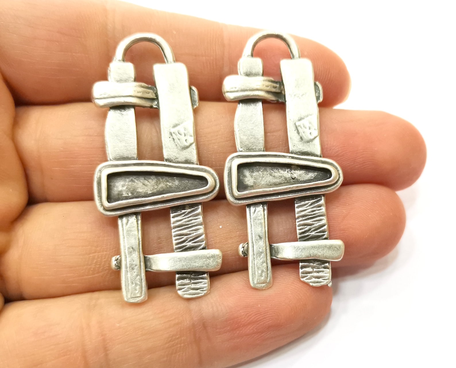 2 Silver Charms Antique Silver Plated Charms (50x22mm) G18081 - Etsy