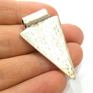 Antique Silver Triangle Pendants (45x25mm) Antique Silver Plated G6707 ...