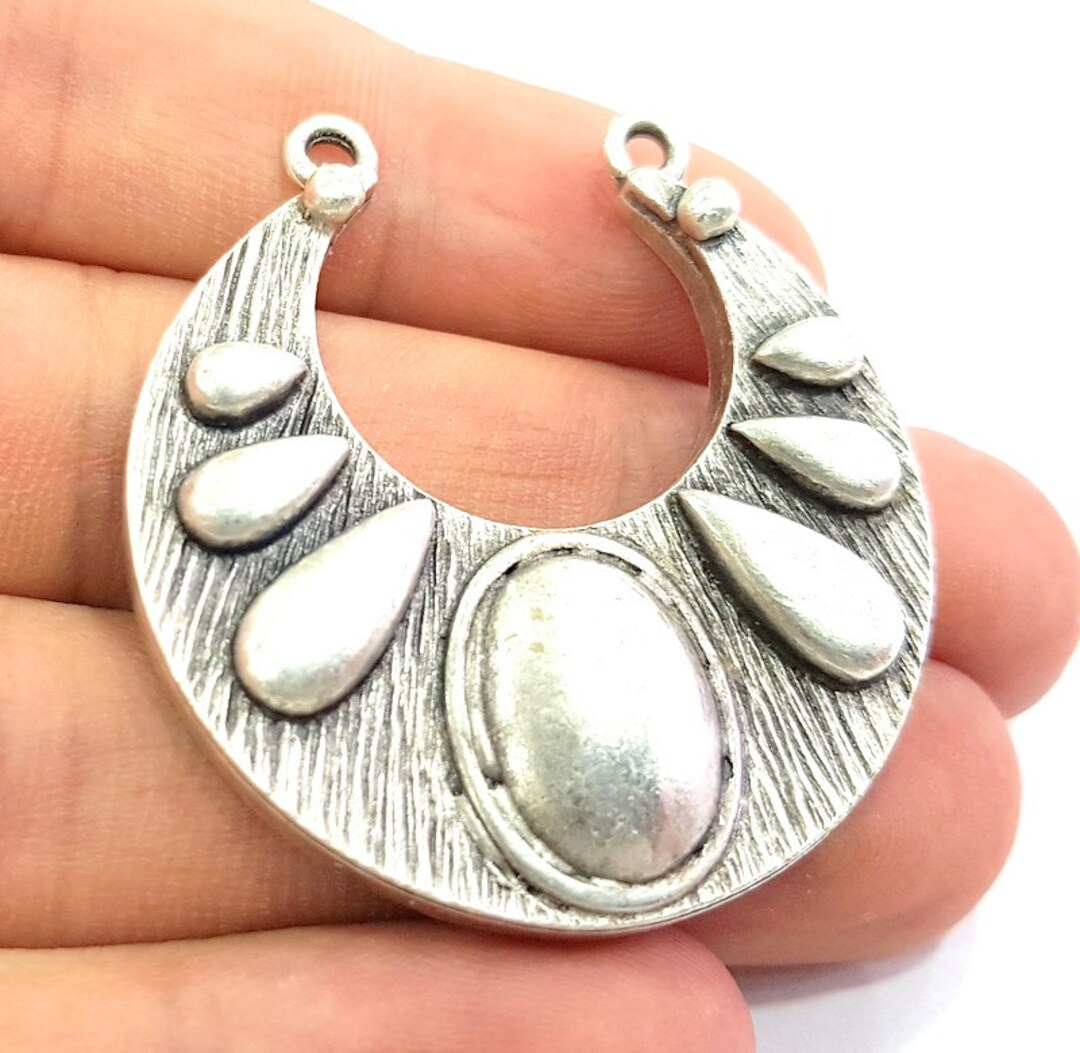 Antique Silver Plated Pendants ( 43x40 Mm ) Antique Silver Plated Metal ...