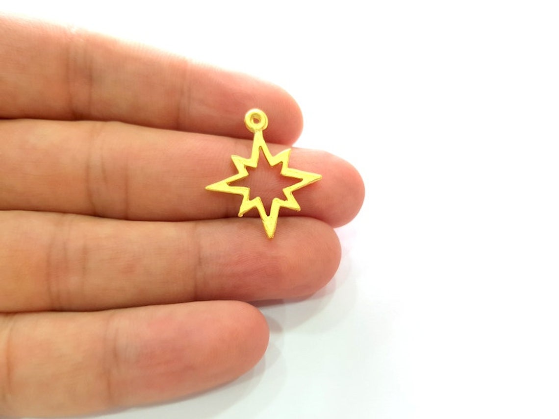 4 North Star Charm Matt Gold Charms 26x23mm G14324 | Etsy