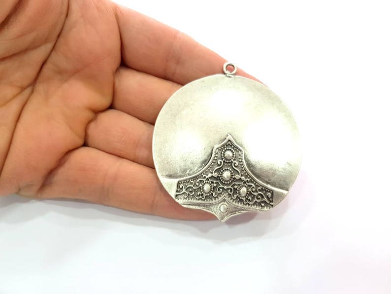 Silver Pendant Antique Silver Plated Metal (57mm) G17514 - Etsy