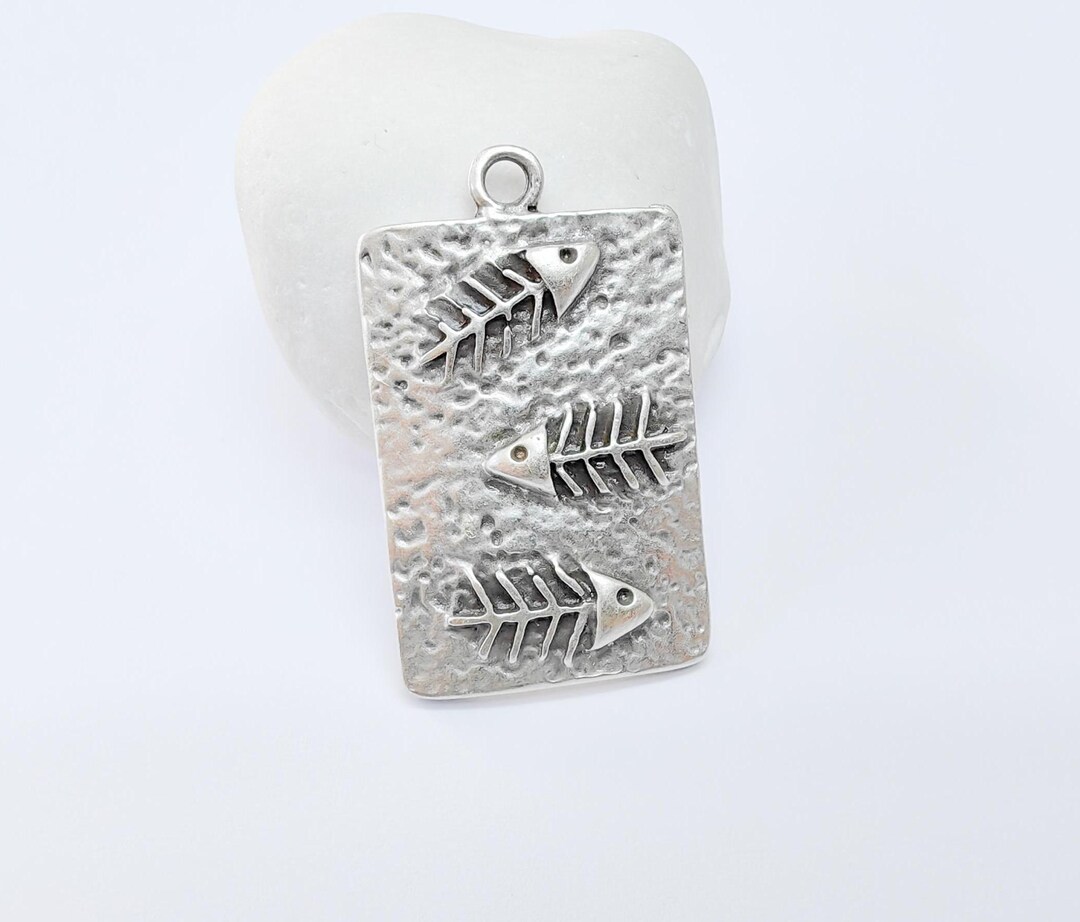 Fishbone Charm, Fish Skeleton Pendant, Ocean Boho Nautical Necklace ...