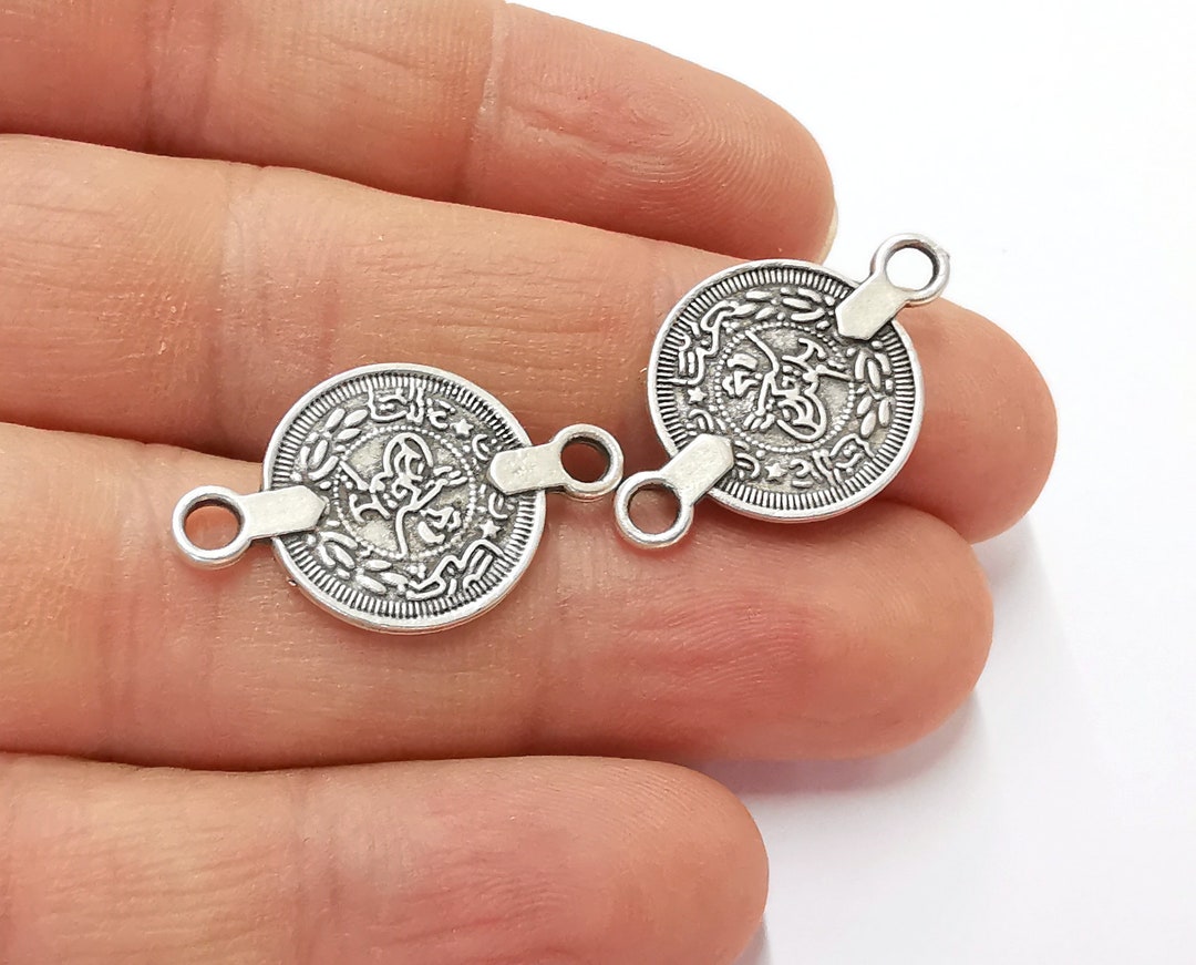Coin Connector Charms Antique Silver Plated Charms (28x17mm) G21813 - Etsy