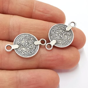 Coin Connector Charms Antique Silver Plated Charms 28x17mm - Etsy