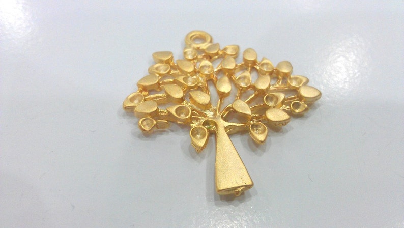 2 Gold Pendant Tree Pendant, Gold Plated Metal (50x42 Mm) G9568 - Etsy
