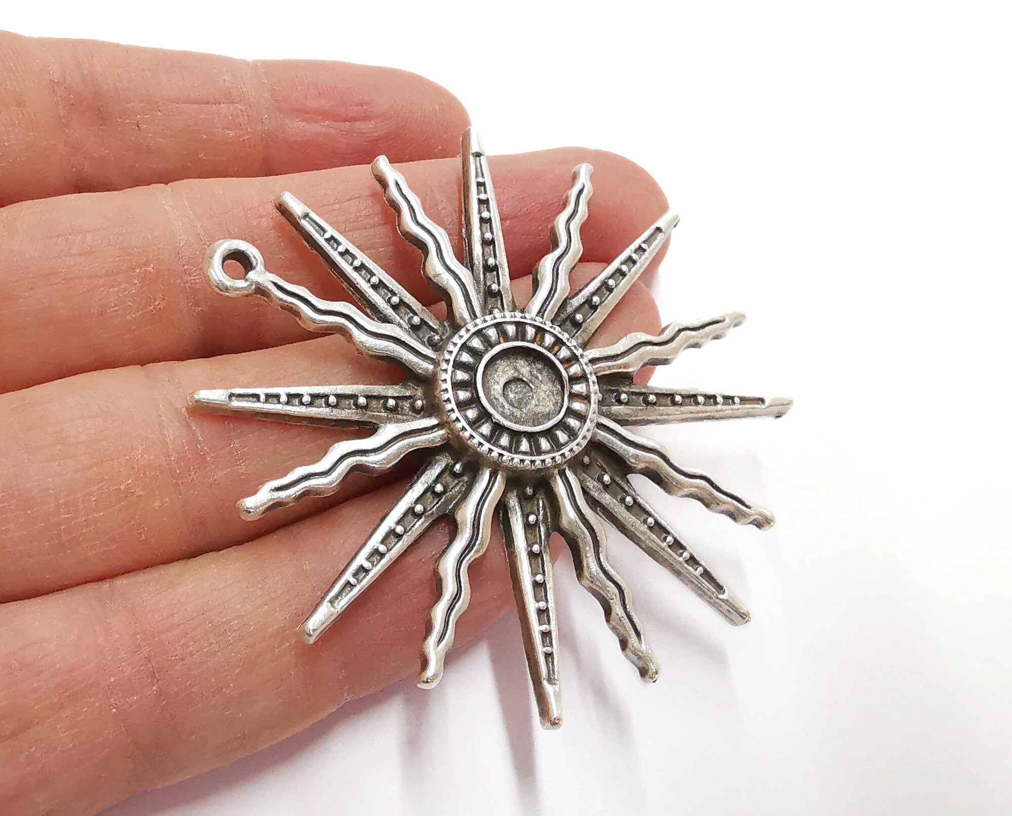 Sun Charms Blank Bezel Resin Bezel Mosaic Mountings Antique Silver ...