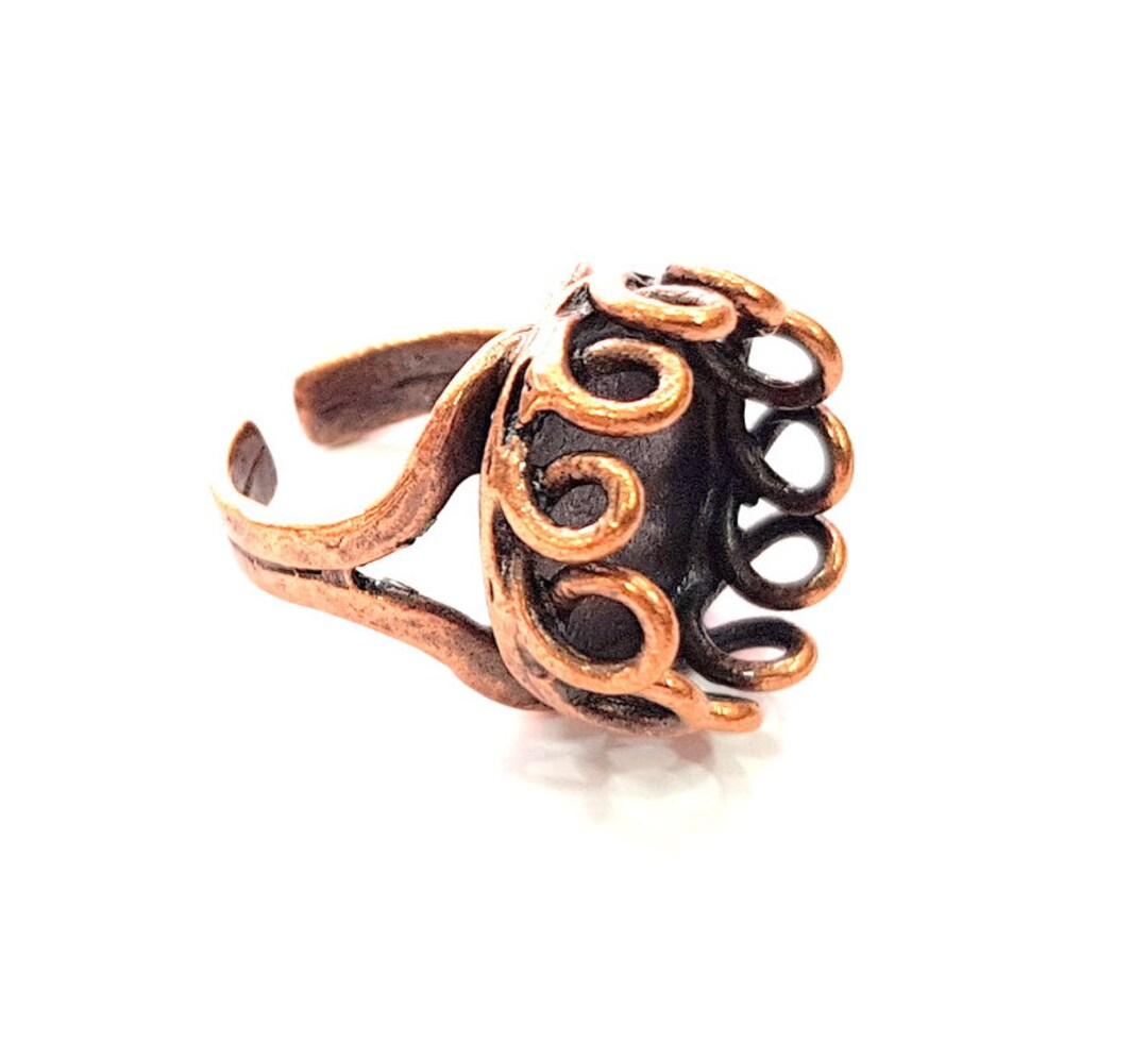 Copper Ring Settings Inlay Ring Blank Mosaic Ring Bezel Base Cabochon ...