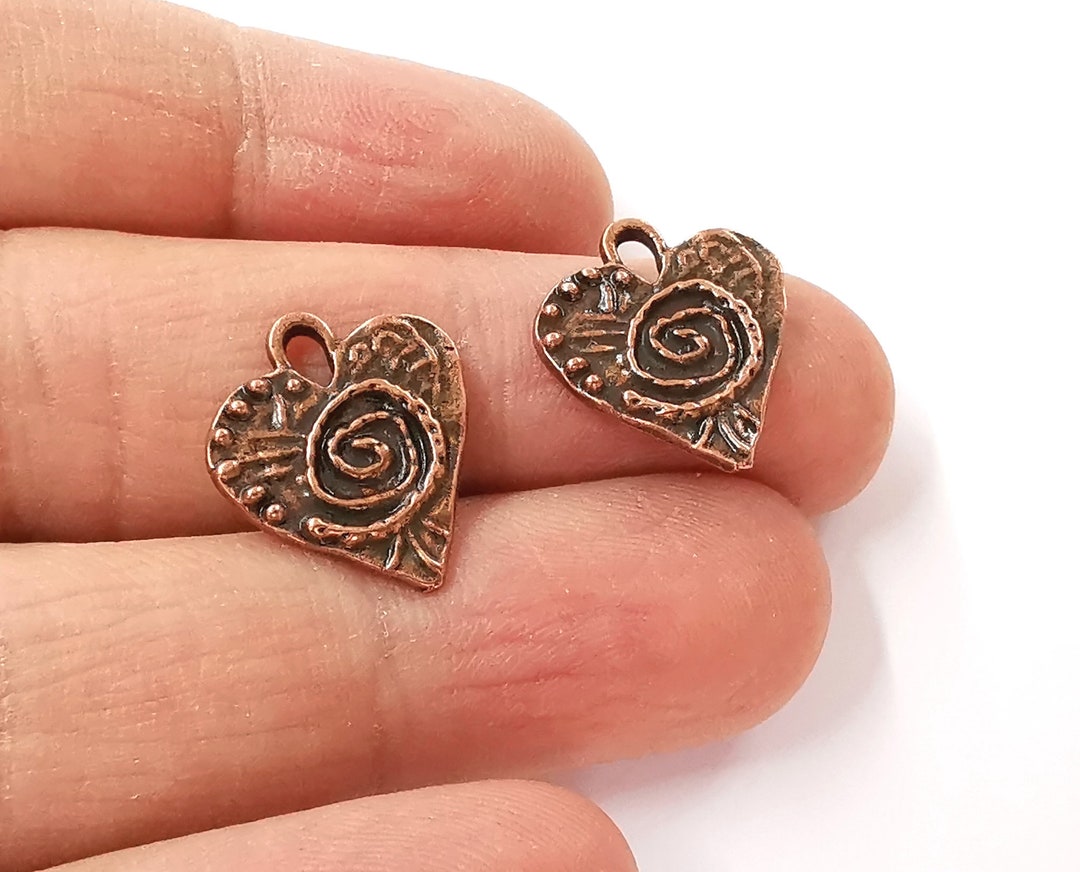 10 Heart Charm Antique Copper Plated Charms (18x16mm) G24355 - Etsy