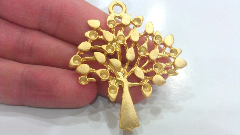 2 Gold Pendant Tree Pendant, Gold Plated Metal (50x42 Mm) G9568 - Etsy