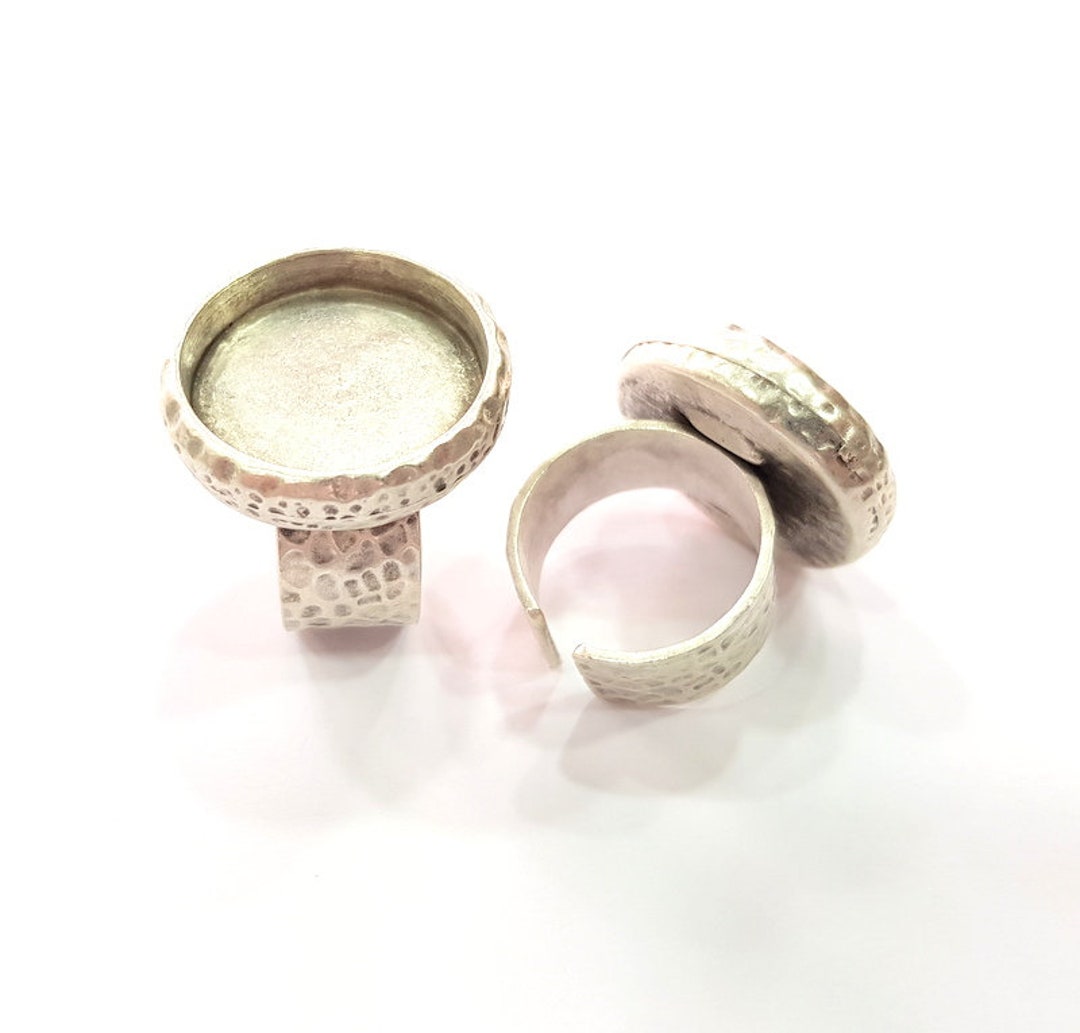 Ring Blank Setting Hammered Ring Base Bezel Inlay Ring Backs Glass ...