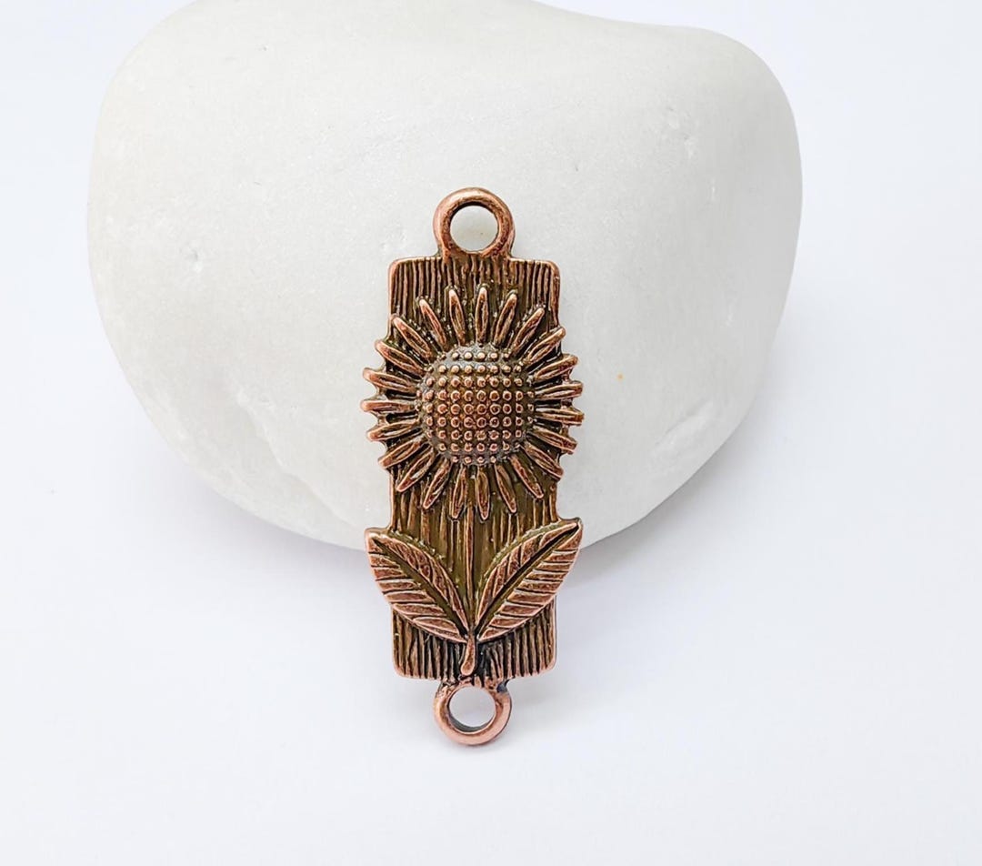 Sunflower Charm Connector, Floral Pendant, Herb Earring Charms ...
