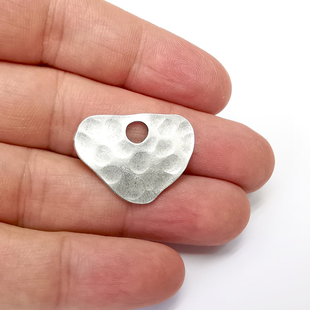 Hammered Charms , Top Hole Charms, Big Hole Charms, Antique Silver ...