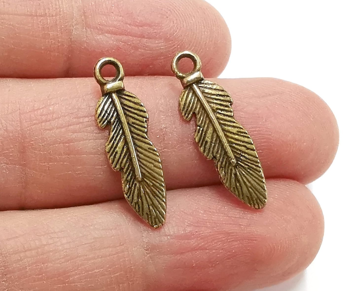 10 Feather Charm Antique Bronze Charm Antique Bronze Plated - Etsy