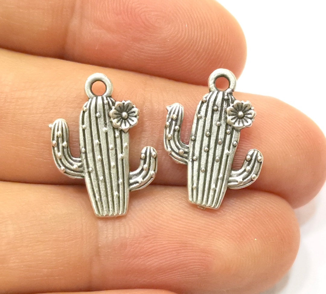 Cactus Charms Antique Silver Plated Charms (20x15mm) G18412 - Etsy