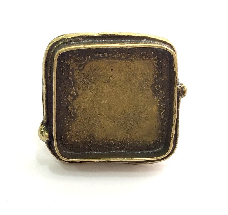 Ring Blank Base Bezel Setting , Adjustable Antique Bronze Plated Brass ...