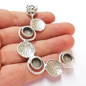 Hammered Pendant Blank Resin Bezel Mosaic Mountings Antique Silver ...
