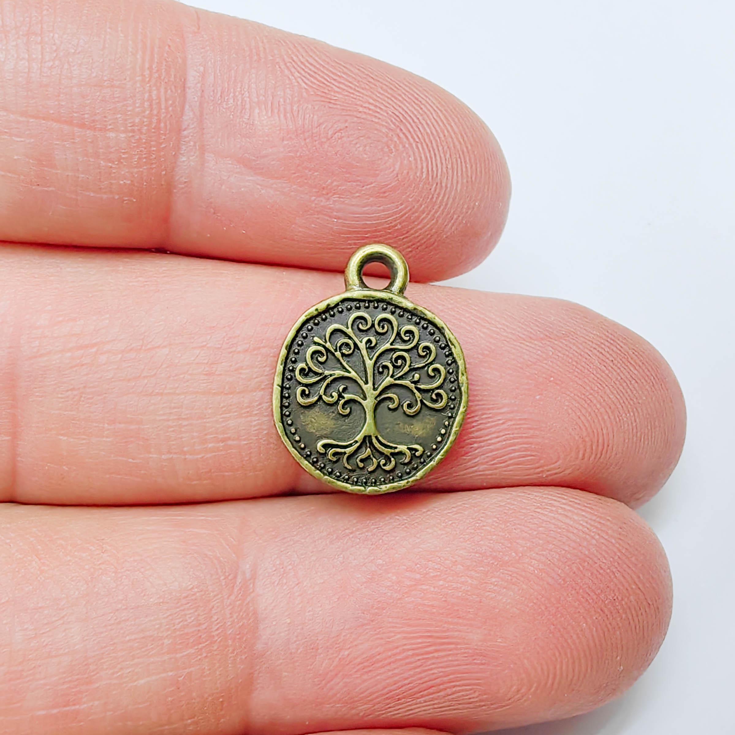 Tree of Life Charm Pendant, Round Double Sided Jewelry Making Supply ...