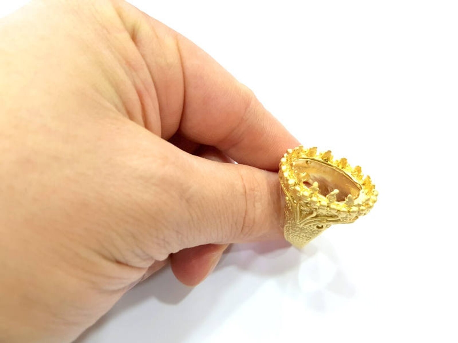 Gold Ring Settings Blank Inlay Ring Mosaic Ring Bezel Base - Etsy