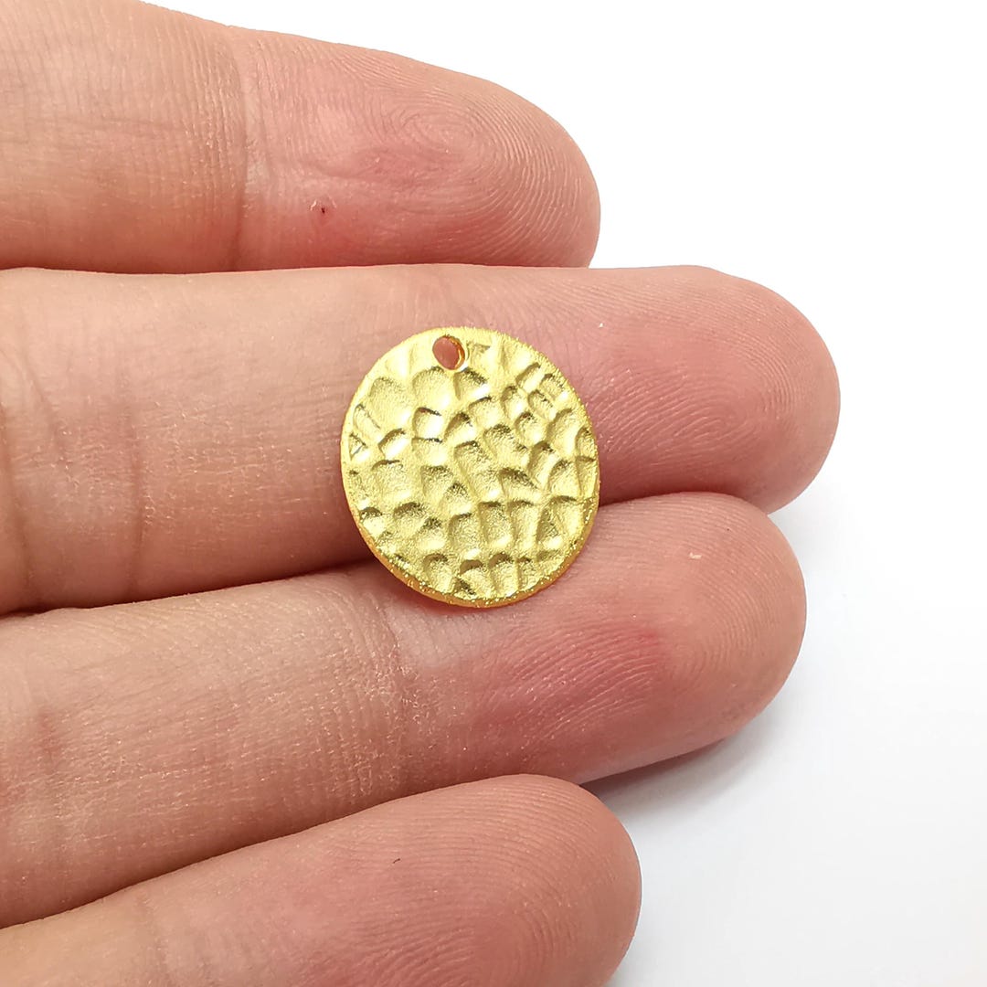 4 Gold Charm Coin Gold Plated Brass Charm 4 Pcs (16mm) G13367 - Etsy