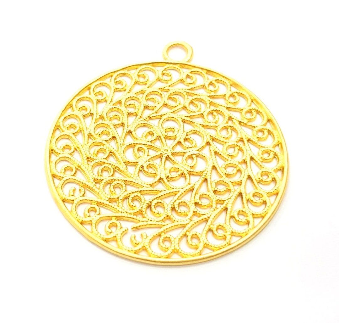 Gold Pendant Gold Plated Metal (50mm) G11326 - Etsy