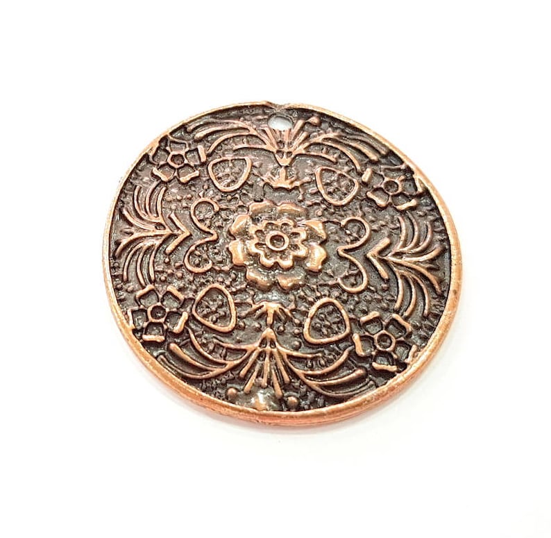 2 Antique Copper Medallion Pendant Antique Copper Plated | Etsy