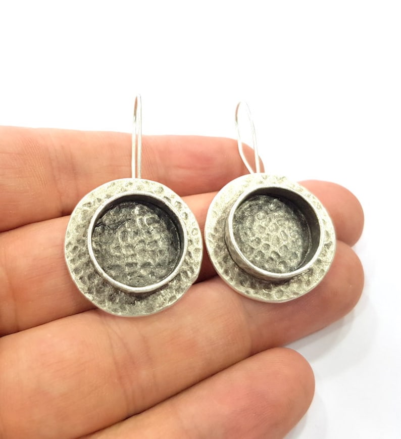 Earring Blank Base Settings Silver Resin Cabochon Base Inlay - Etsy