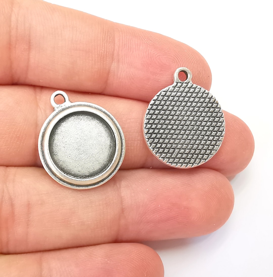 Round Charm Bezel, Resin Blank, Inlay Mounting, Mosaic Pendant Frame ...
