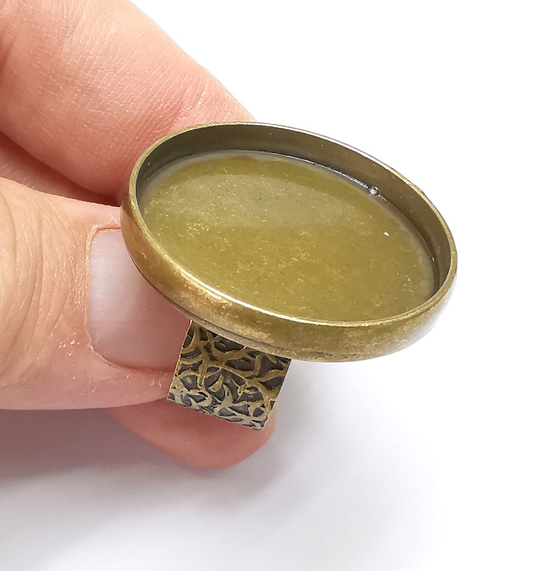 Round Ring Blank Setting, Cabochon Mounting, Adjustable Resin Ring Base ...