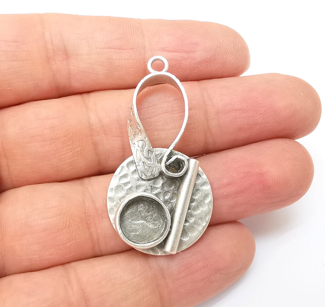 Silver Pendant Blank, Cabochon Bezel, Locket Pendant Base, Inlay ...
