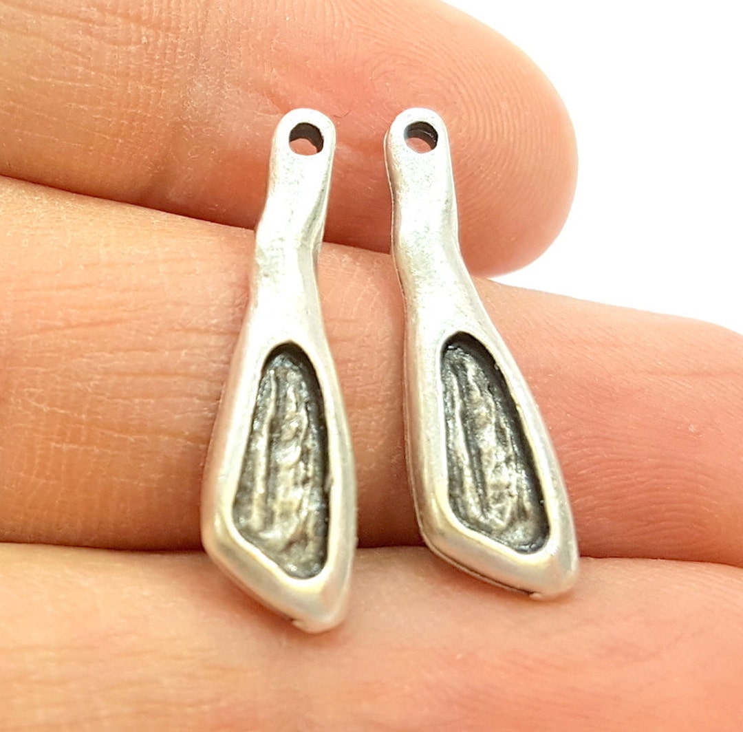 10 Silver Charms Antique Silver Plated Charms (26x8mm) G7111 - Etsy