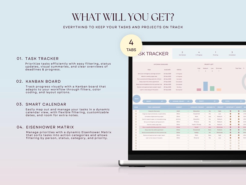 Task Tracker Spreadsheet Template Googlesheets Digital to Do List Task ...