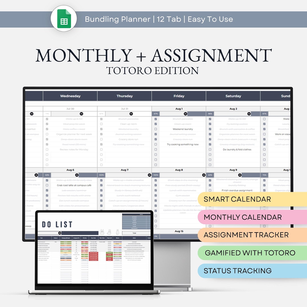 Totoro Student Planner Bundle | Digital Monthly Calendar + Assignment ...