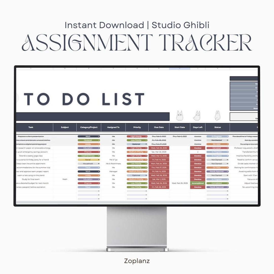 Assignment Tracker, Student Planner, Cute Planner, Kawaii Planner ...