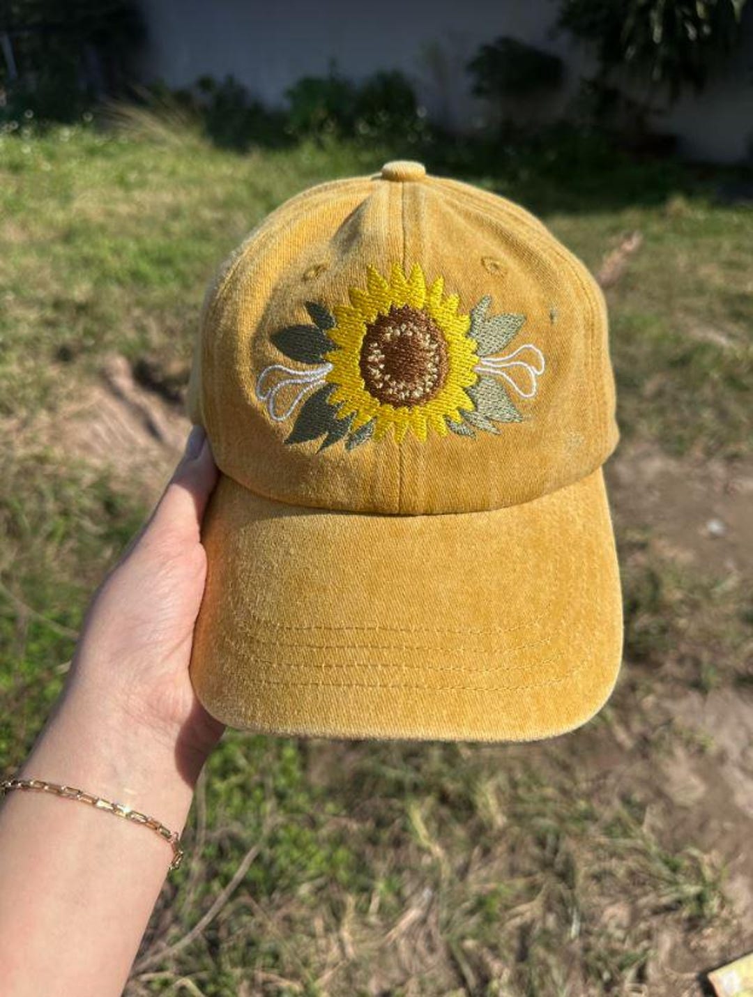 Sunflower Hat – Minimalist Embroidered Cap – Garden Lover Gift – Summer ...