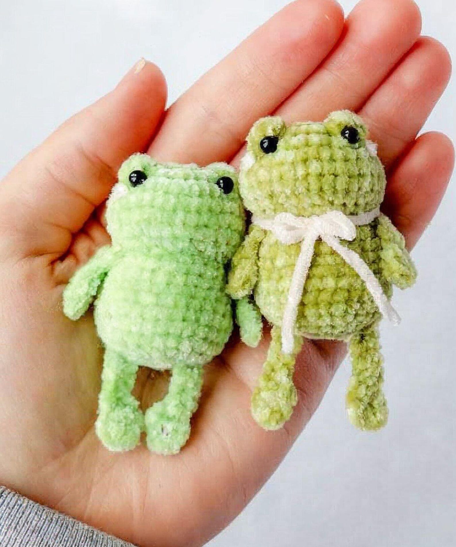 Crochet Green Fribbit-frog - Handmade Amigurumi Plush, Cute Stuffed Toy ...