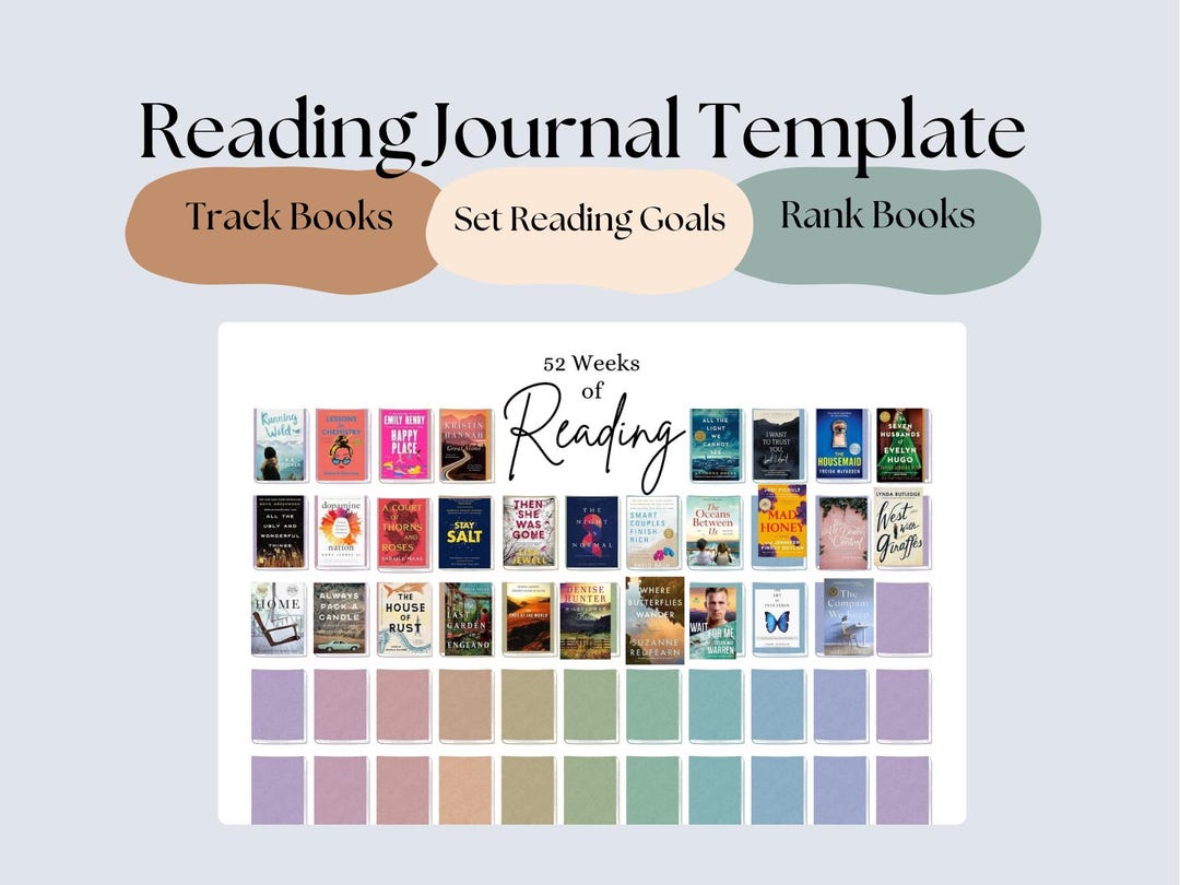 52 Weeks of Reading Tracker Template | Digital Book Journal to Track 52 ...