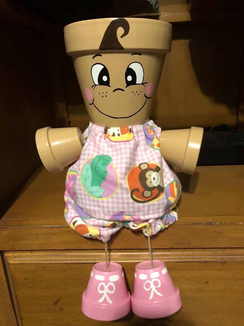 Hand Painted Flower Pot Person, Custom Garden Planter, Interchangeable ...