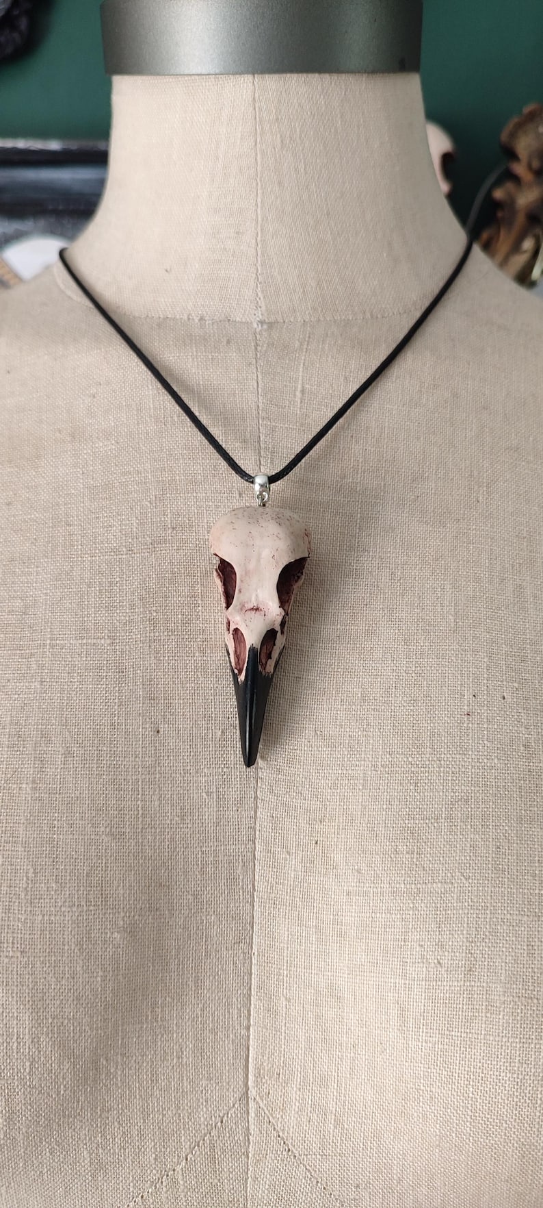 Mini Replica Crow Skull Necklace - Etsy
