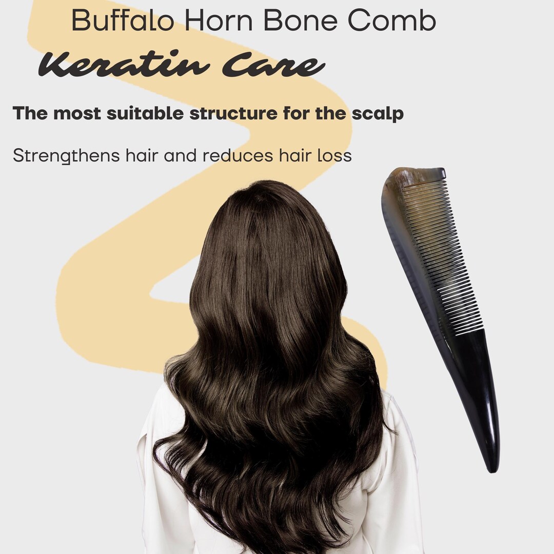100% Bone Comb Natural Buffalo Horn Wide Tooth Range for All Hair Types ...