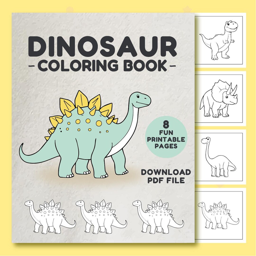 Dinosaur Coloring Book for Kids - Printable Activity for Toddlers, Fun ...