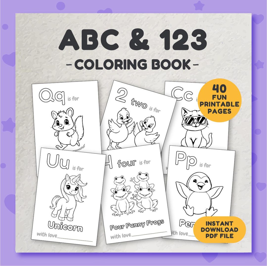 ABC & 123 Coloring Book – Fun Printable Alphabet and Numbers for Kids ...