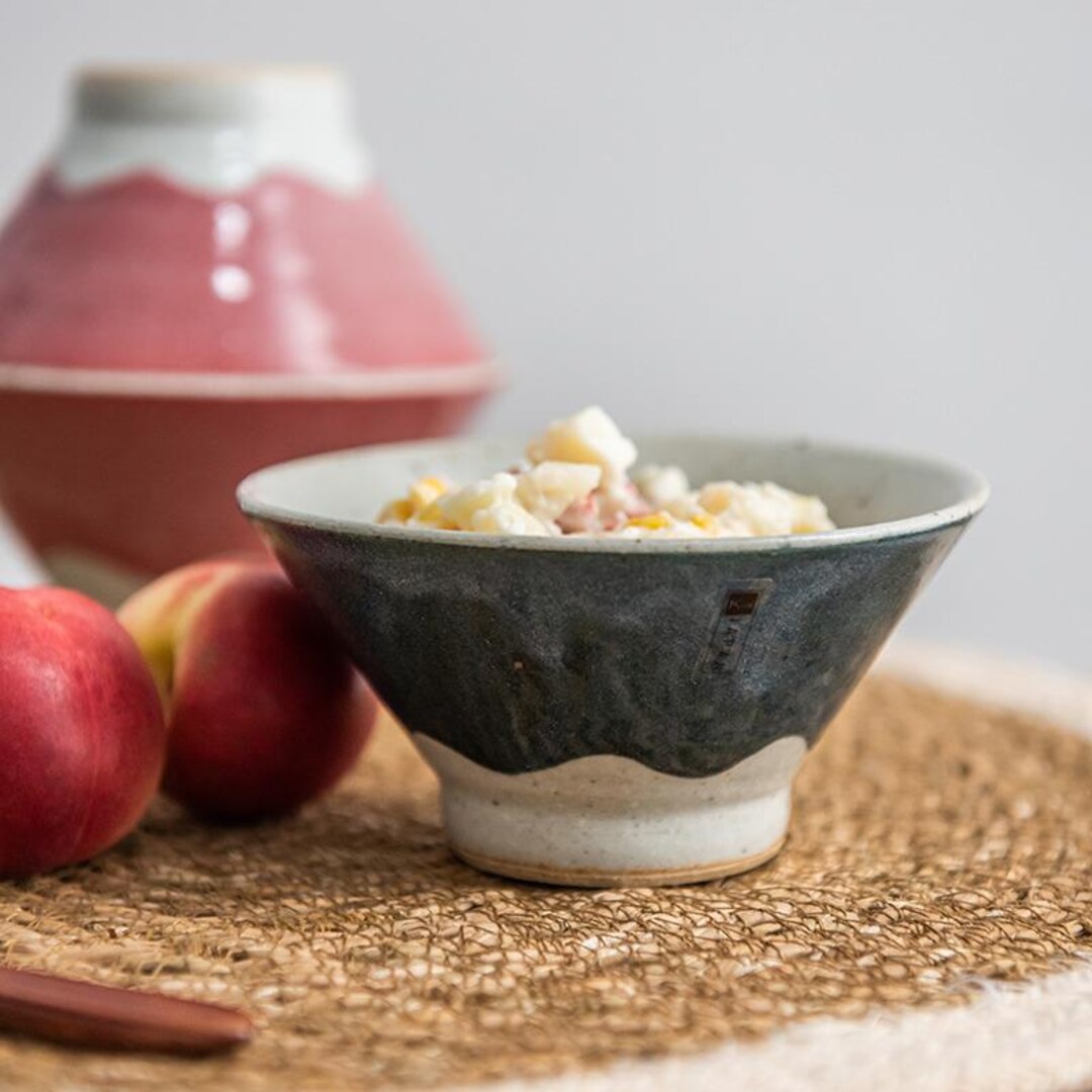 Japanese Imported Mount Fuji Shape Simple Handmade Coarse Pottery Rice ...