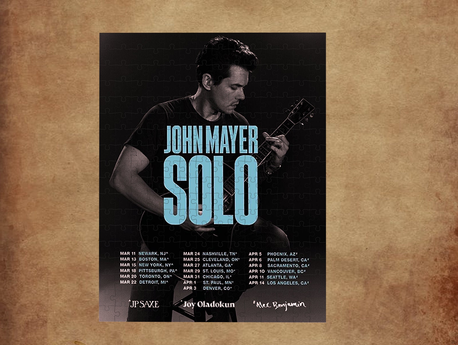 John Mayer Puzzle, 2023 John Mayer Solo Tour Poster