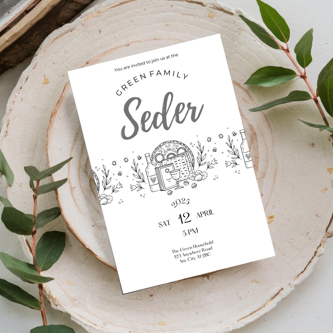 Seder Night Digital Invitations for Passover | Personalised ...
